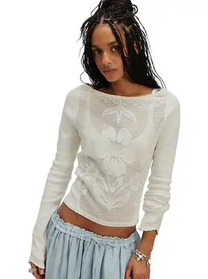 Free People Delilah Long Sleeve Top - Clean Ivory