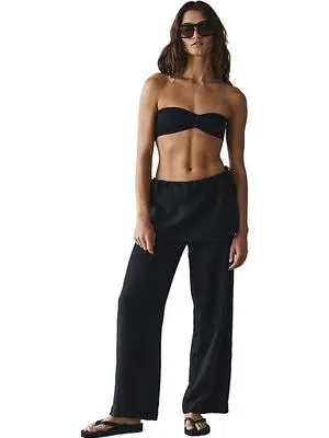Free People Aqualuna Linen Skants Black