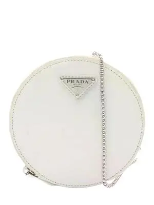 Prada 2000s Spazzolato Round Mini Bag - White