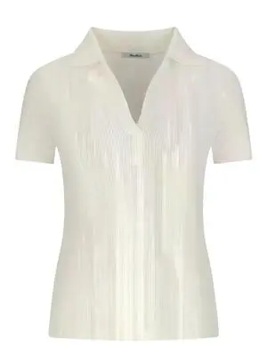 Max Mara V-neck Ribbed Top - Neutrals