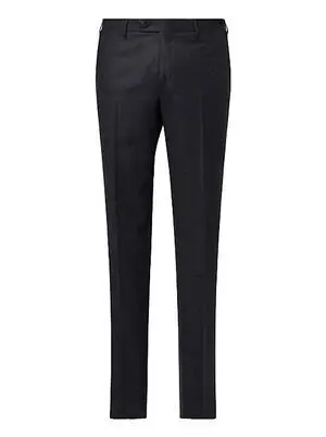 Corneliani Straight-leg Wool Flannel Trousers - Grey Dark Antracite