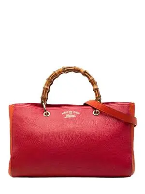 Gucci 2000-2015 Medium Bicolor Bamboo Shopper Satchel - Orange