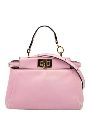 Fendi 2000-2010 Micro Leather Peekaboo Satchel - Pink