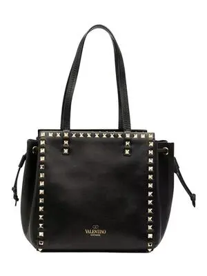 VALENTINO 2000-2017 Leather Rockstud Drawstring Tote Bag