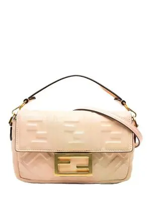 Fendi Mini Zucca Embossed Leather Baguette Satchel - Pink