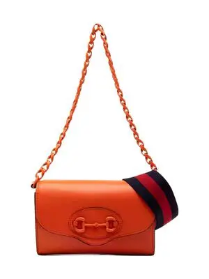 Gucci 2016-2025 Mini Leather Horsebit 1955 Web Crossbody Bag - Orange
