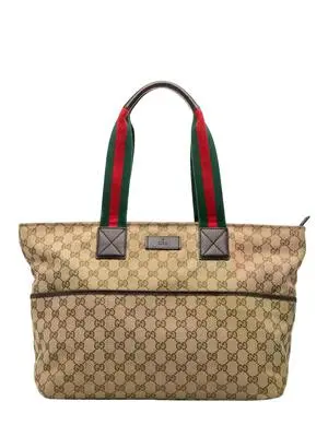 Gucci Gg Canvas Web Tote Bag - Brown