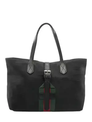 Gucci Sherry Line Leather Tote Bag - Black