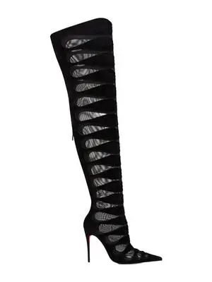 CHRISTIAN LOUBOUTIN Circus Max Suede-mesh Over-the-knee Boots - Black