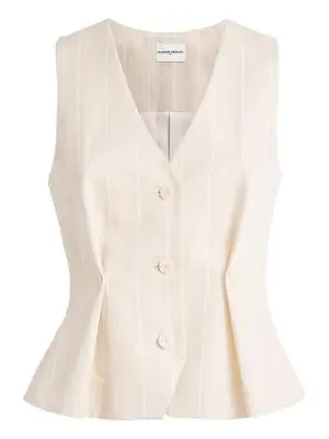 Claudie Pierlot Striped Pleated Waistcoat - White