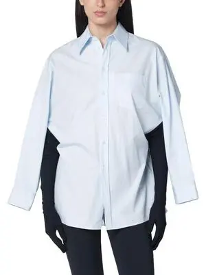MAISON MARGIELA Cotton Shirt With Glove Sleeves - Light Blue