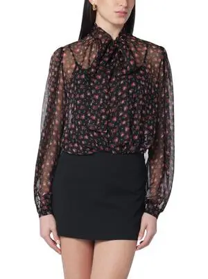 Dolce & Gabbana Chiffon Blouse With Rose Print - Black