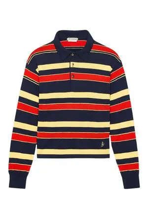 JW Anderson Striped Cotton-blend Polo Shirt - Blue