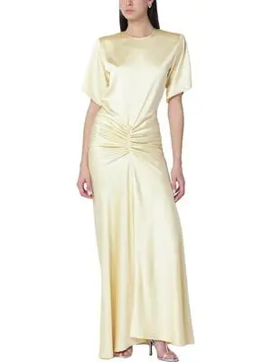 Andamane Interlock Jersey Dress With Draping - Beige