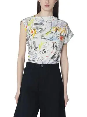 VIVIENNE WESTWOOD Hebo Wonderland Print Asymmetric T-shirt - Multicolor