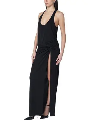 Andamane Juno Long Dress With Ruching - Black