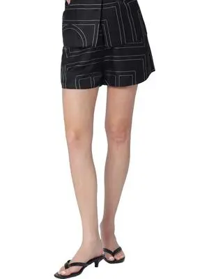 TOTEME Silk Monogram Shorts - Black