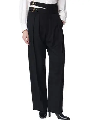 Chloé Tailored Trousers With Double Belt - Black