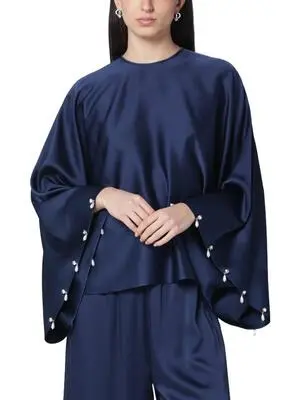 Stella McCartney Oversized Viscose Satin Blouse - Blue
