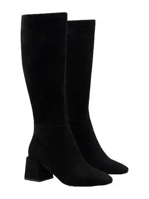 THERAPY AUSTRALIA Wolf Block Heel Tall Boots - Black Faux Suede