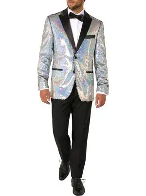Opposuits Holographic Sequins Dinner Jacket - Silver