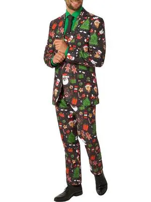 Opposuits Merry Jinglejoy Slim Fit Two-piece Suit & Tie Set - Black