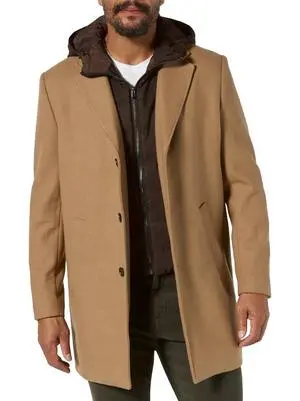 7 Diamonds Midtown Felted Overcoat With Removable Hooded Puffer Bib - Camel