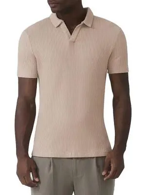 MAUVAIS Elysee Slim Ribbed Revere Polo - Light Beige
