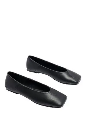 THERAPY AUSTRALIA Gaia Square Toe Flats Black Smooth Pu