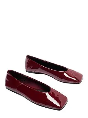 THERAPY AUSTRALIA Gaia Square Toe Flats Bordeaux Patent Pu