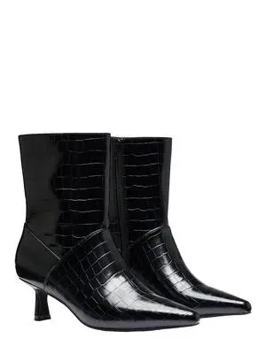 THERAPY AUSTRALIA Kacee Pointed Toe Ankle Bootie - Black Croc