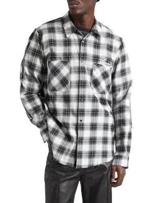 Amiri Bones Appliqué Flannel Overshirt - Black