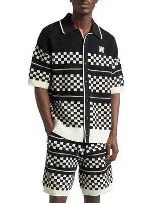Amiri Checkered Wool Mesh Shirt - Black