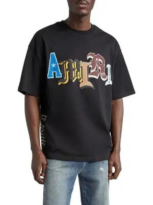Amiri Varsity Patch Oversize Cotton T-shirt Black