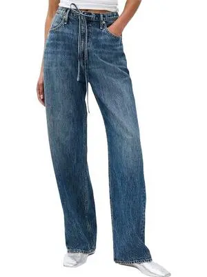 Rag & Bone Drawstring Waist Wide Leg Jeans - Delcan