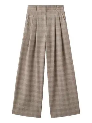 MANGO Natalie Plaid Wide-Leg Trousers