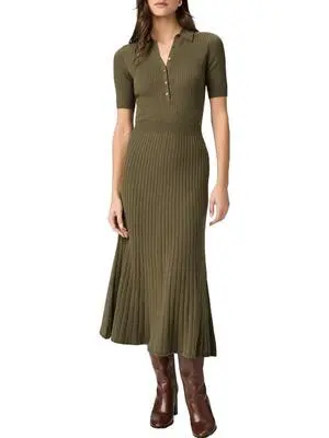 Paige Mathilda Rib Midi Shirtdress - Olive