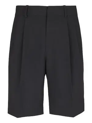 Balmain Wool Darted Bermuda Shorts - Black