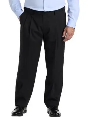 OAK HILL BY DXL Pleated Suit Pants With Waist-relaxer - Black