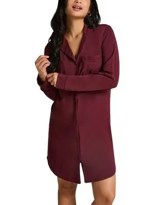 Hunkemoller Essential Jersey Shirt Dress - Windsor Wine