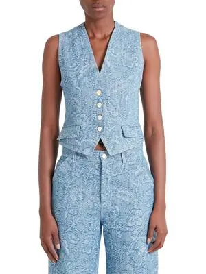 TEMPERLEY LONDON Francis Denim Waistcoat - Washed Blue