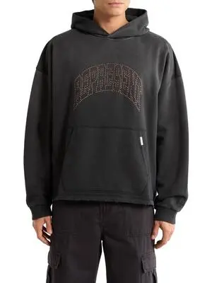 REPRESENT Beaded Logo Cotton Hoodie - Stained Black