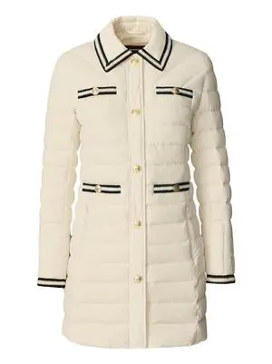 Mackage Precious Long Down Coat With Crochet Detailing - Cream