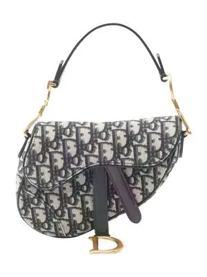 Dior 2010s Christian Dior Oblique Jacquard Mini Saddle Shoulder Bag Neutrals