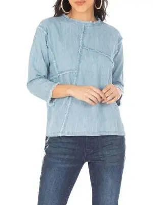 APNY Frayed Patched Top - Indigo