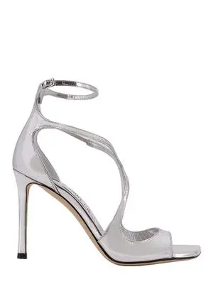 JIMMY CHOO Azia Leather Sandals - Silver