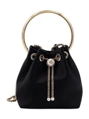 JIMMY CHOO Bon Bon Satin Bucket Bag - Black