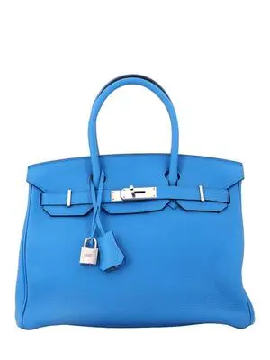 HERMES Birkin Handbag Blue Togo With Palladium Hardware 30 - Bleu Zanzibar