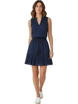 CHANGE OF SCENERY Beth Smock Waist Cotton Short Dress - Navy