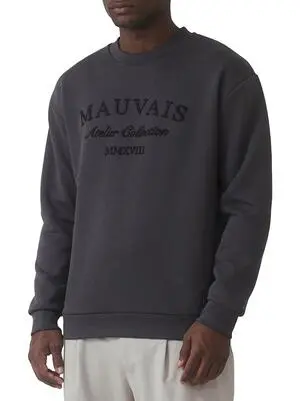 MAUVAIS Ricamo Regular Logo Crew Sweatshirt - Dark Grey